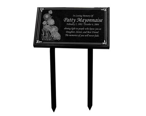 Memorial Plaque Sturdy Granite Grave Marker Roses And Cross 6 X 12