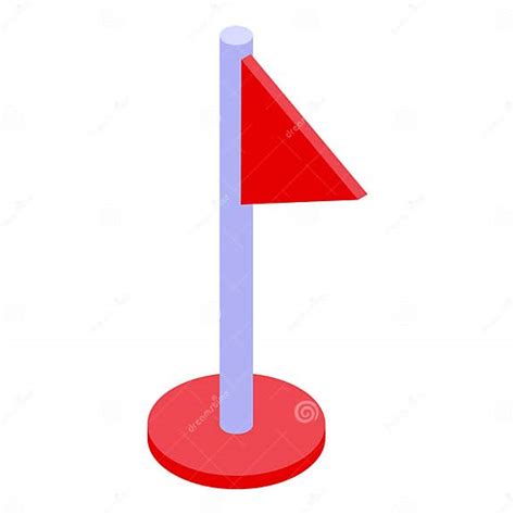 Red Triangular Flag Pointing Right On A Flagpole Stock Illustration