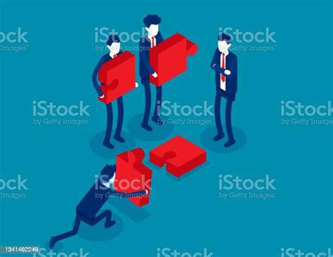 팀은 퍼즐 조각을 연결하고 있습니다 등대 측정 비즈니스 팀워크 공동체에 대한 스톡 벡터 아트 및 기타 이미지 공동체 등측