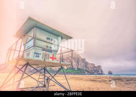 Lifeguard Tower On Morro Rock Beach Morro Bay California Usa Stock