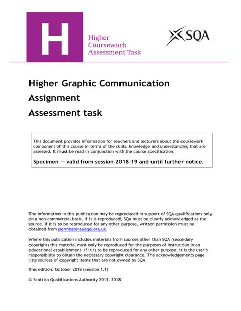 Higher Graphic Communication Assignment Assessment Task