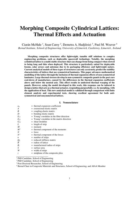 Pdf Morphing Composite Cylindrical Lattices Thermal Effects And