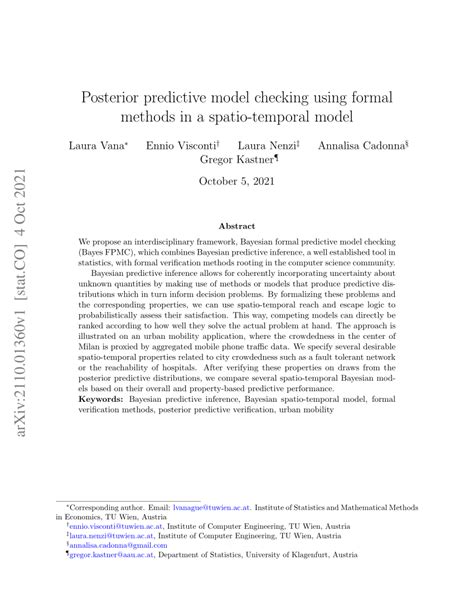 Pdf Posterior Predictive Model Checking Using Formal Methods In A