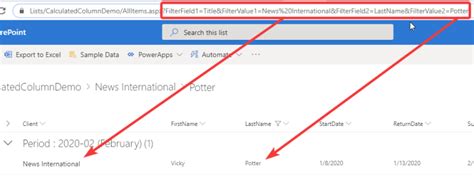 how to filter a sharepoint list or library using url parameters nate