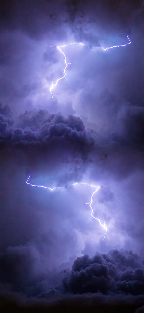 Lightning Strike Through Purple Clouds 4k Phone Wallpaper