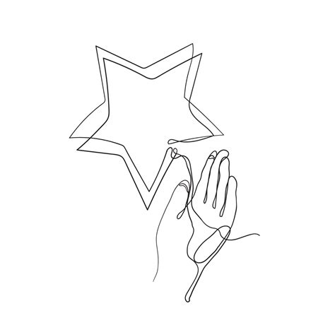 Continuous Line Drawing Star On Palm Hand Illustration 15846157 Vector