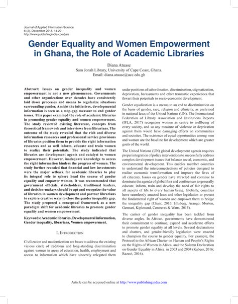 Pdf Gender Equality And Women Empowerment In Ghana The Role Of