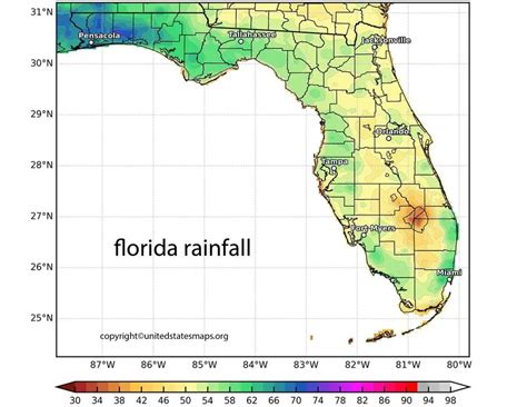 Florida Rainfall Map Rainfall Map Of Florida