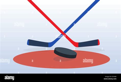 Ice Hockey Player With Stick And Puck Vector Illustration Stock Vector