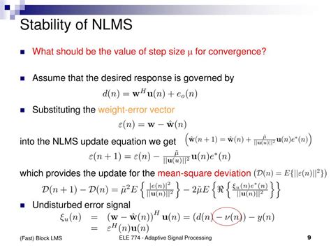 PPT Adaptive Signal Processing And Stability In Normalised Least Mean Square Algorithm