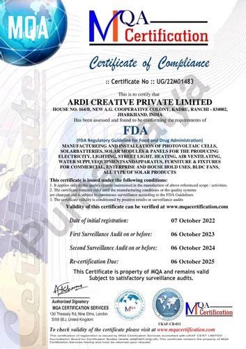 Fda Usfda Food And Drug Certification Consultancy Services At ₹ 3000