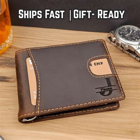 Personalized Money Clip Wallet Rfid Custom Leather Bifold Wallet For