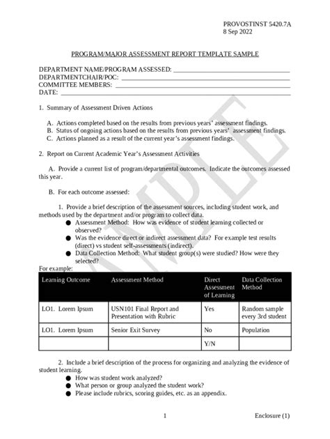 Acad Program Assessment Report Example Doc Template Pdffiller
