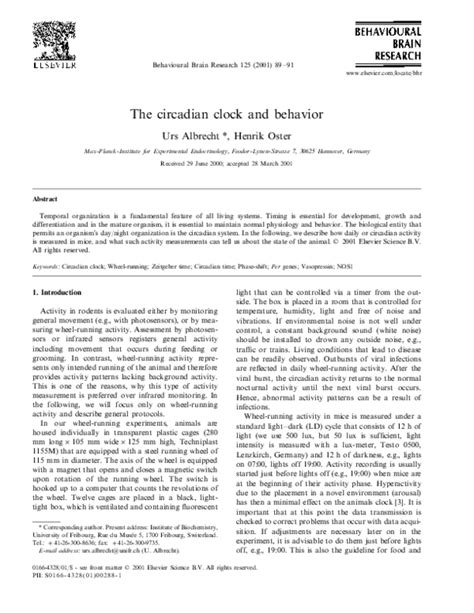 Pdf The Circadian Clock And Behavior