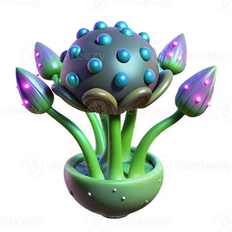 Vibrant Traditional Alien Plant Spore With Bioluminescent Glow 4k 59405923 Png