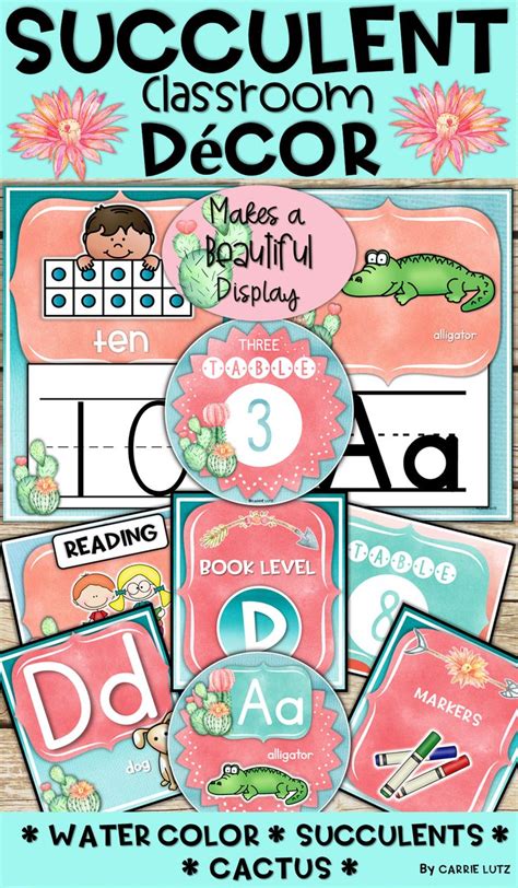 This Is A Beautiful Set Of Succulent Classroom Décor It Also Includes