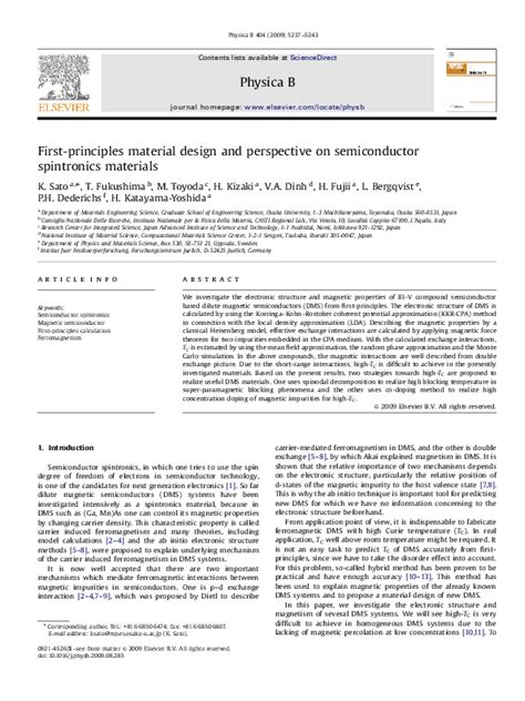 Pdf First Principles Material Design And Perspective On Semiconductor