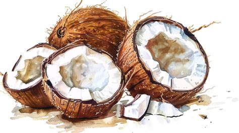 A Drawing Of Coconuts With A Drawing Of A Coconut Premium Ai Generated Image
