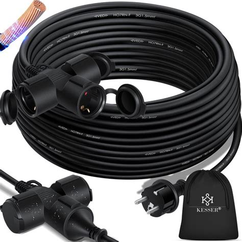 Kesser Verlengkabel Meter Met X Stekkerdoos Voor Binnen En Buiten Ip Bol