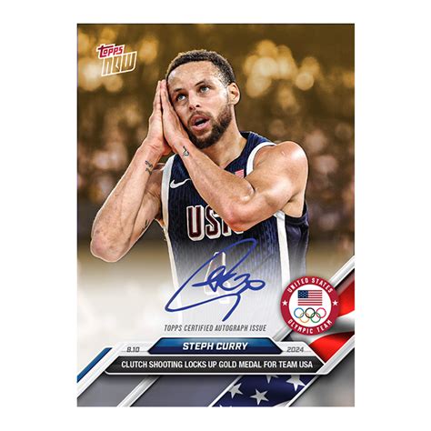 Steph Curry 2024 Olympic Games Topps Now® Card 27 Look For Autos