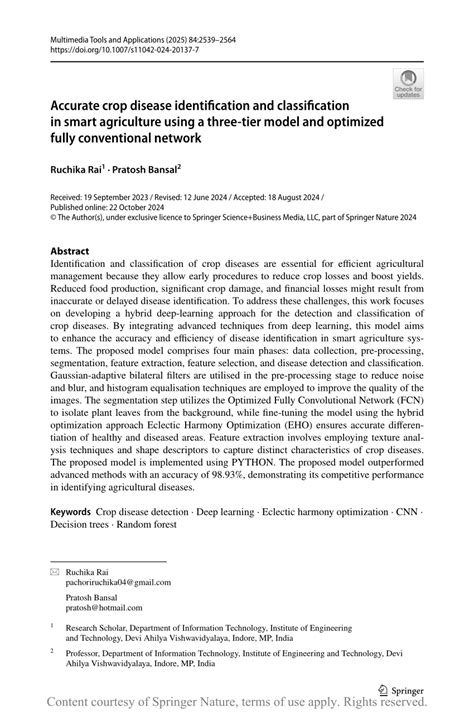 Accurate Crop Disease Identification And Classification In Smart