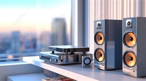 마이크로 Hifi 스테레오 시스템을 갖춘 현대적인 인테리어 디자인 놀라운 3d 렌더링 현대적 배경 테리 배경 마이크 배경