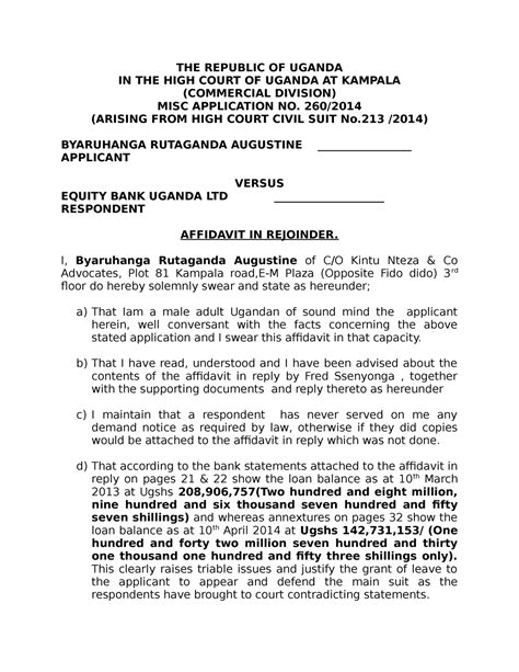 Affidavit Augustine Aiming To Be A Professional Lawyer The Republic