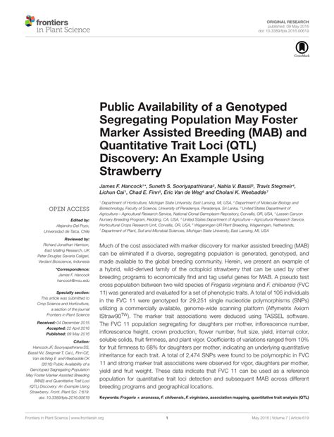 Pdf Public Availability Of A Genotyped Segregating Population May Foster Marker Assisted