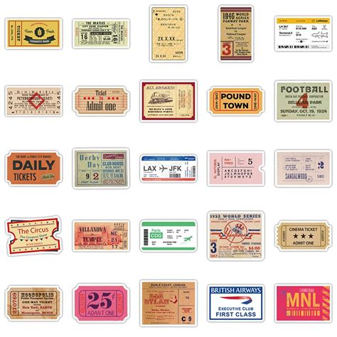 50pcs Retro Airline Boarding Pass Ticket Sticker D Vicedeal