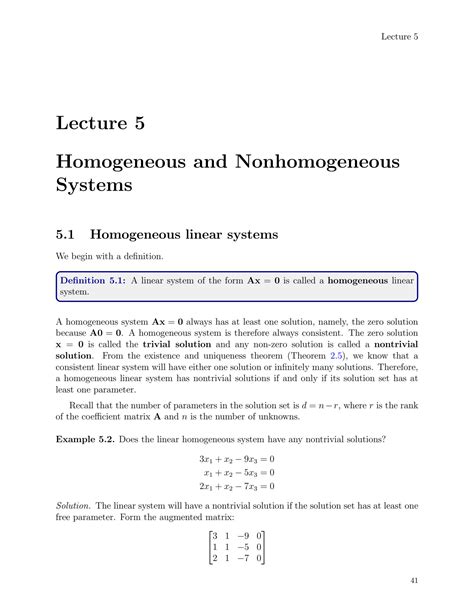 Solution Homogeneous And Nonhomogeneous System Studypool