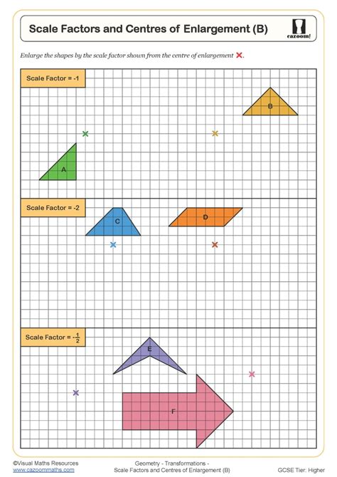 Scale Factors And Centres Of Enlargement B Worksheet Fun And