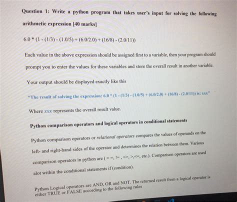 Solved Question 1 Write A Python Program That Takes Users