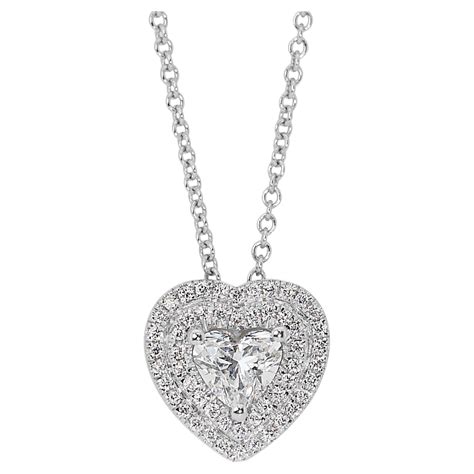 Magnificent 101ct Diamonds Double Halo Necklace With Pendant In 18k
