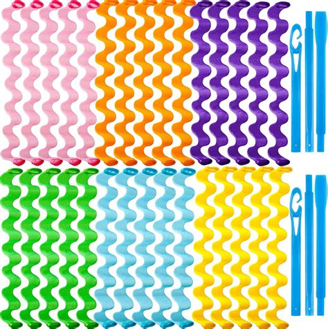 30 Pieces Hair Curlers Spiral Curls Styling Kit No Heat Hair Curlers