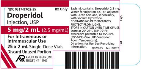 Droperidol Injection Package Insert Prescribing Info