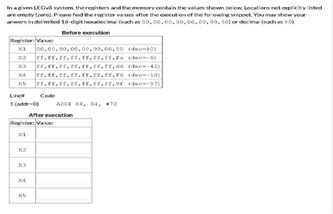 Solved In A Given Legv8 System The Registers And The Memory