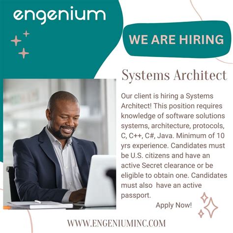 Engenium On Linkedin Hiring Systemsarchitect Techhiring Hiringnow