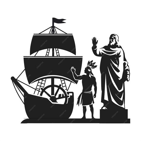 Premium Vector A Black And White Image Of A Statue Of A Man And A