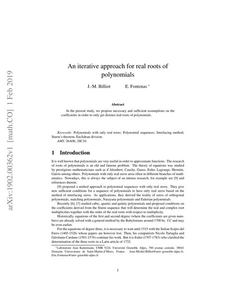 Pdf An Iterative Approach For Real Roots Of Polynomials