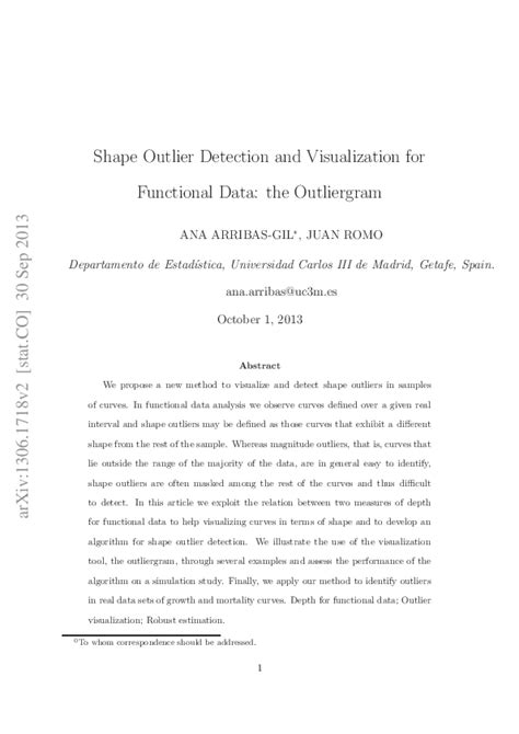Pdf Shape Outlier Detection And Visualization For Functional Data