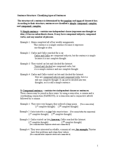 Classifying Types Of Sentences Pdf Adverb Clause