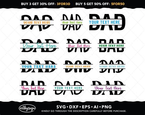 Dad Split Svg Bundle Dad Split Monogram Svg Dad Life Svg Fathers Day