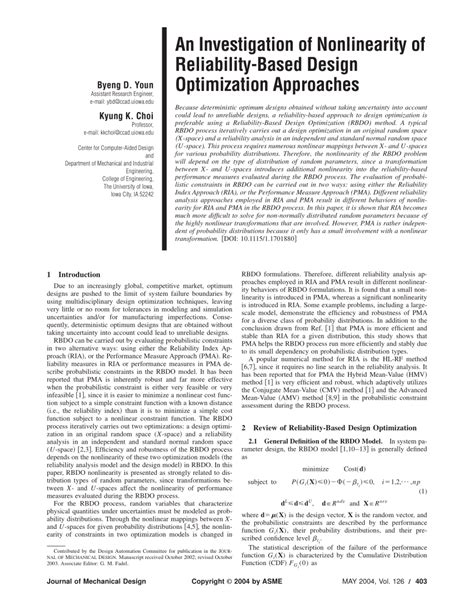 Pdf An Investigation Of Nonlinearity Of Reliability Based Design