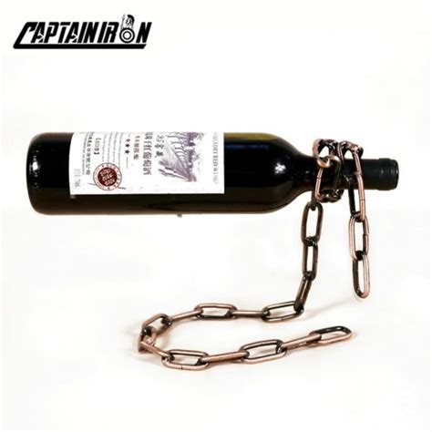 와인렉 거치대 Captainiron 크리에이티브 플로팅 3d 아이언 체인 와인 스탠드 북유럽 금속 장식 Porta Vinos