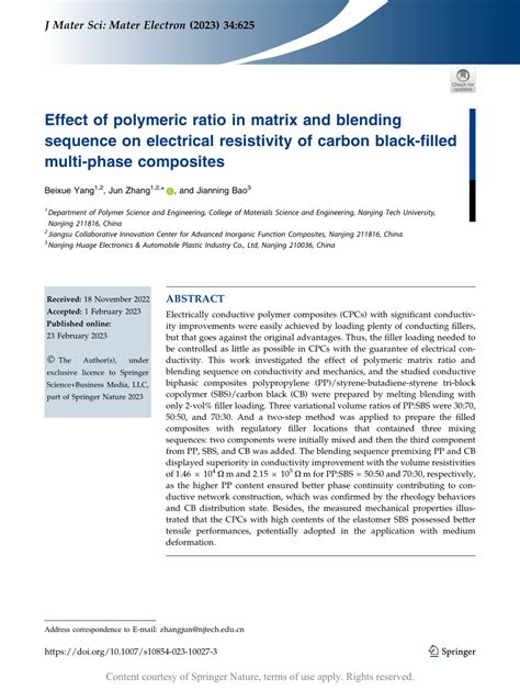 Effect Of Polymeric Ratio In Matrix And Blending Sequence On Electrical