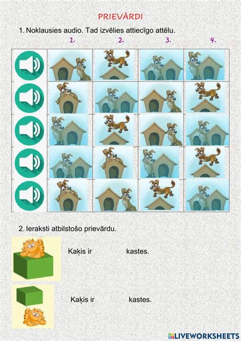 Prievārdi Free Interactive Worksheets 1304396