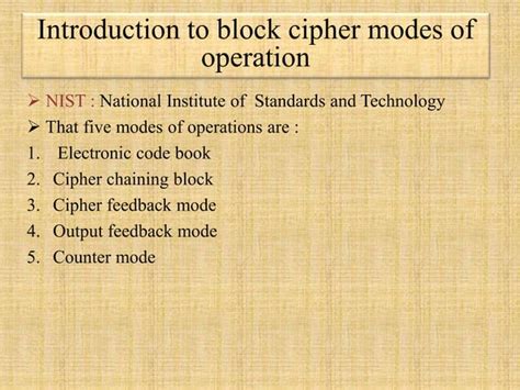 Block Cipher Modes Of Operation PPTX Programming Languages Computing