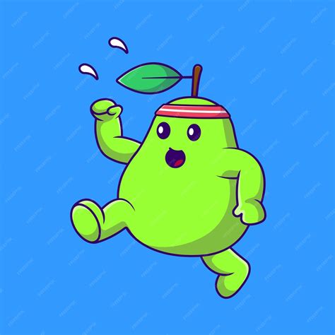 Schattig Peer Fruit Running Cartoon Vector Pictogrammen Illustratie