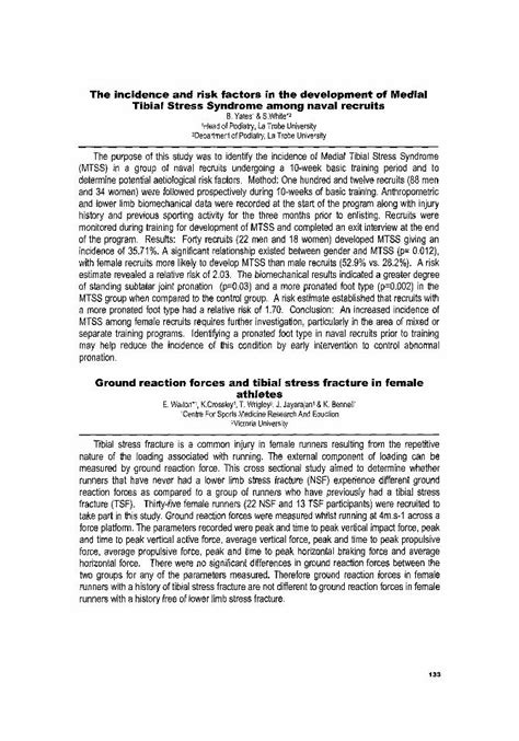 Pdf Ground Reaction Forces And Tibial Stress Fracture In Female