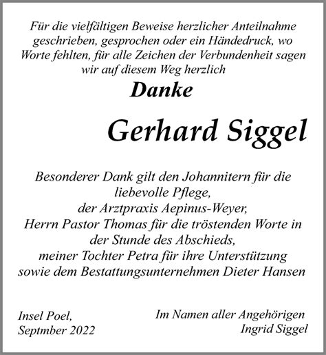 Traueranzeigen Von Gerhard Siggel Trauer Anzeigen De